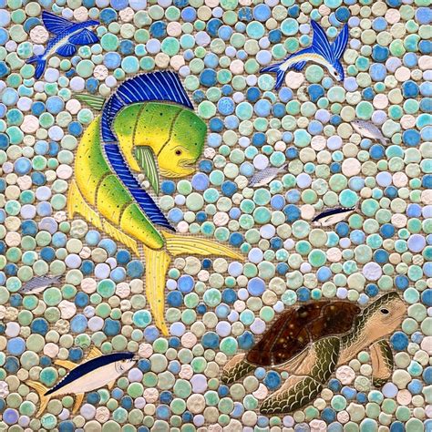 Ceramic Tile Mosaic Mahi Mahi Dauphin Backsplash Etsy
