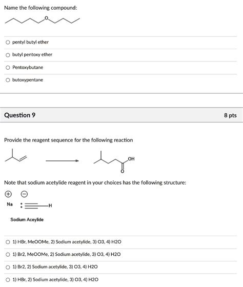 Solved Name The Following Compound Pentyl Butyl Ether Butyl Pentoxy Ether Pentoxybutane