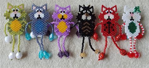 Colorful Cat Beaded Keychains