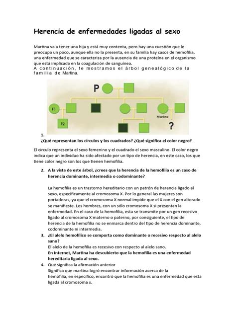 Herencia De Enfermedades Ligadas Al Sexo Pdf Hemofilia Genotipo
