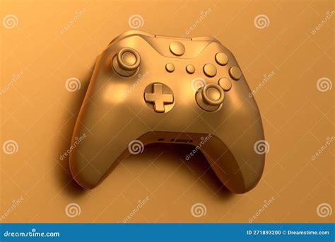 Realistic Video Game Joystick With Gold Chrome Texture Isolated On