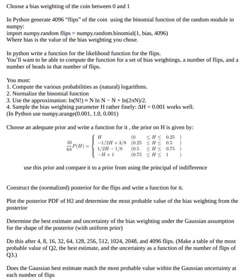 Choose A Bias Weighting Of The Coin Between 0 And 1