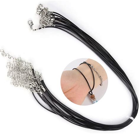 12 Pcs Black Necklace Cord Necklace Clasps Waxed Necklace String