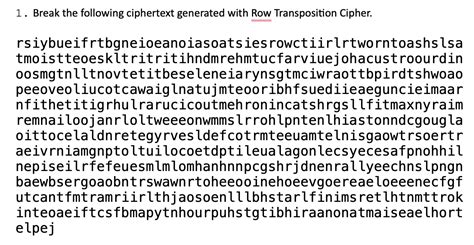Solved 1 Break The Following Ciphertext Generated With Row