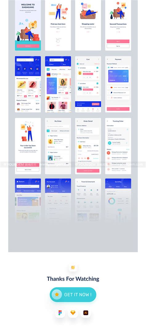 移动电子商务app Iu套件手机购物商城用户界面设计sketch素材模板