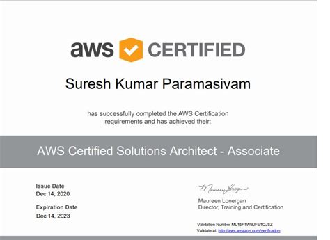 Suresh Kumar Paramasivam On Linkedin View My Verified Achievement From Amazon Web Services Aws