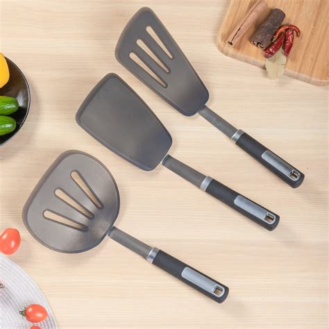 3pc Black Silicone Spatula Set Nonstick Heat Resistant Kitchen Utensils