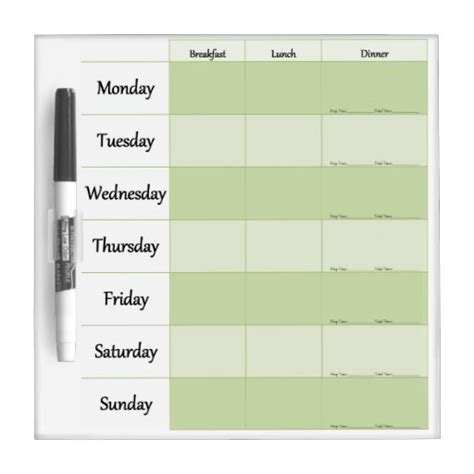 Weekly Menu Planner Dry Erase Whiteboards Zazzle