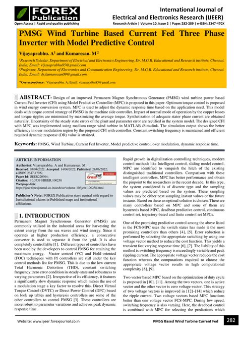 Pdf Pmsg Wind Turbine Based Current Fed Three Phase Inverter With