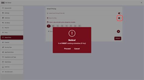 Setup Smart Pricing For All Day Menumiz™ Support
