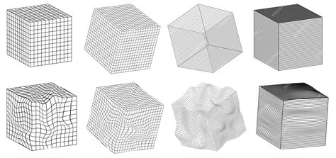 Premium Vector Set Cube Shape Stickers With Different Linear Form