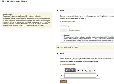 SOLVED Pss 30 1 Inductors In Circuits Part B Learning Goal To Practice Problem Solving