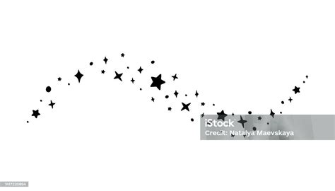 매직 스타 실루엣 간단한 스타일 벡터 일러스트레이션 인쇄 및 디자인을위한 반짝이는 스틱 손으로 그립니다 밤하늘 배경 마술사 캐스트 주문 요정 별과 반짝임 동화에 대한 스톡