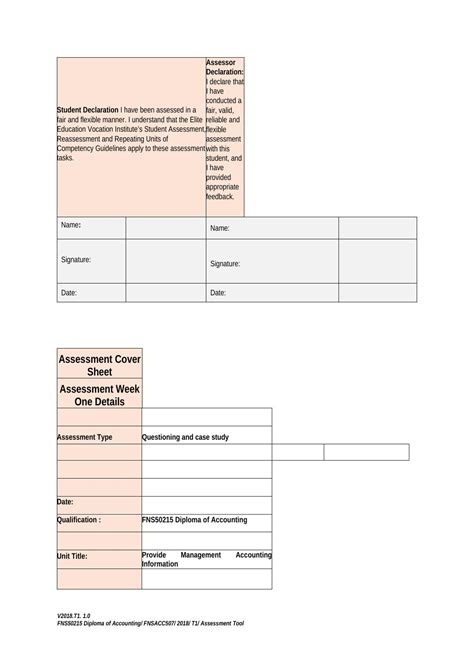 Fnsacc507 Management Accounting Information Assessment