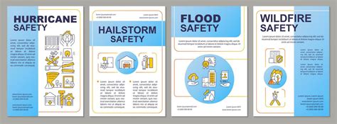 Natural Disasters Safety Precautions Blue Brochure Template Leaflet