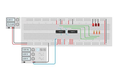 Circuit Design 3 Bit Asynchronous Down Counter Tinkercad