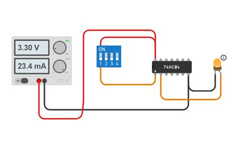 Circuit Design Not Gate Ic 7404 Tinkercad