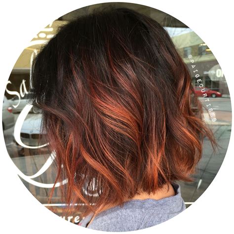 Short Copper Ombre Short Ombre Hair Underlights Hair Short Hair Color