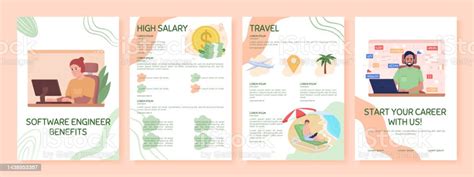 Software Engineer Benefits Flat Vector Brochure Template Stock Illustration Download Image Now