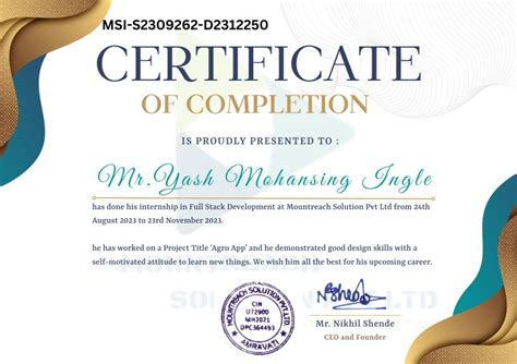 yash ingle on linkedin i am thrilled to share that i have completed my