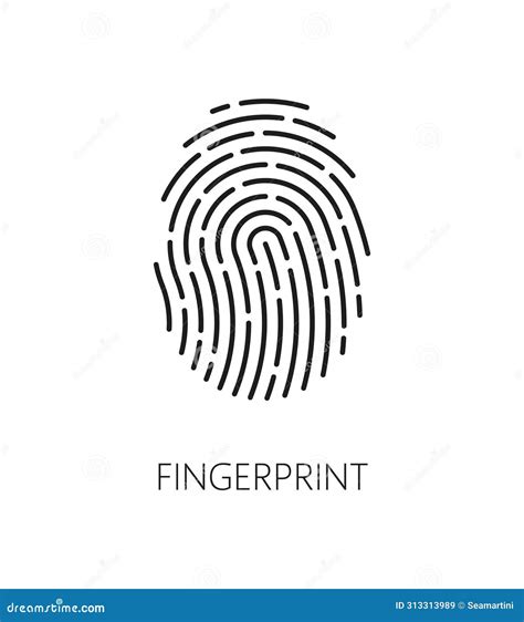 Fingerprint Biometric Identification Outline Icon Stock Vector Illustration Of Digital