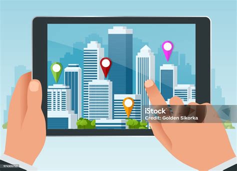 Augmented Reality Konsep Navigasi Satelit Kota Atau Gps Perencanaan Rute Perjalanan Pariwisata