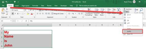 Excels Fill Justify Tool MyExcelOnline