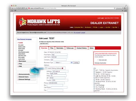 Mark “invalid” Mailing Addresses Mohawk Extras