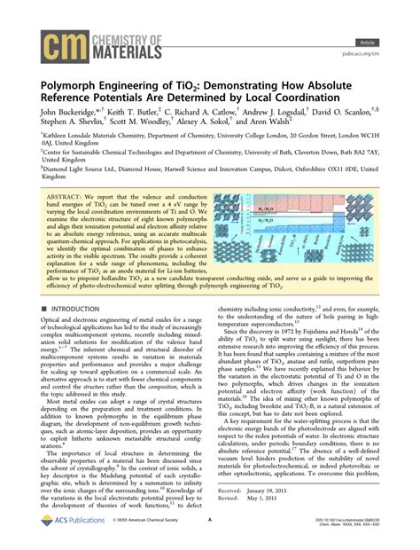 Pdf Cheminform Abstract Polymorph Engineering Of Tio2 Demonstrating