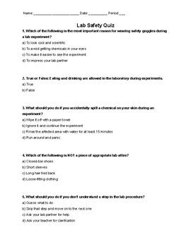 Lab Safety Quiz By One Stop Science Store TPT