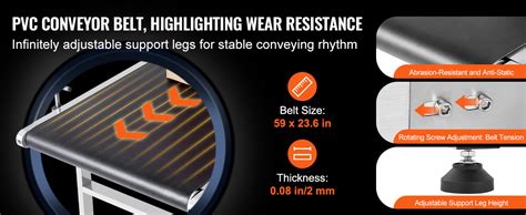 Vevor Belt Conveyor 59 X 23 6 Inch Conveyor Table Heavy Duty Stainless Steel Motorized Belt