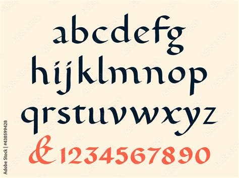 Carolingian Minuscule Alphabet Hand Drawn Calligraphy Medieval Alphabet