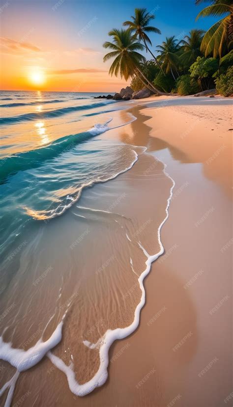 Beautiful Tropical Beach And Sea Bright Colors High Saturation