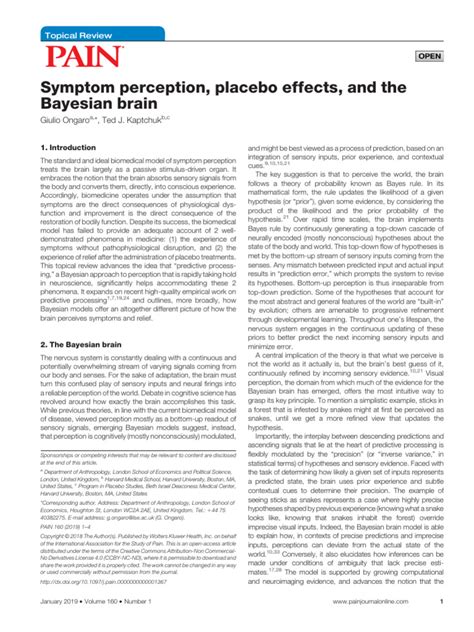Symptom Perception Placebo Effects And The Bayesian Brain Pdf