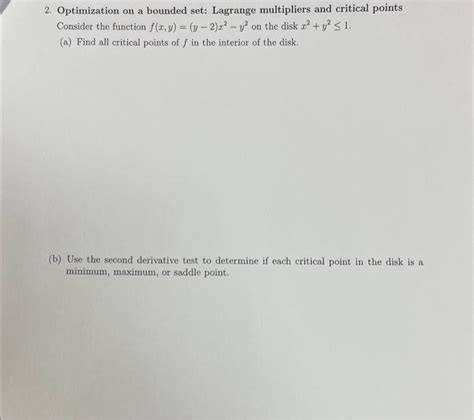 Optimization On A Bounded Set Lagrange Chegg