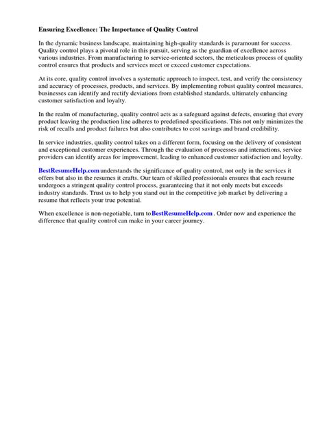 Quality Control Resume Pdf Quality Assurance Résumé