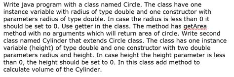 Solved Write Java Program With A Class Named Circle The Chegg