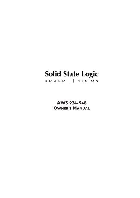 AWS 924 948 Solid State Logic