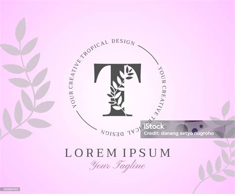 여성스러운 레터 T 로고와 자연 잎 텍스처 디자인 로고 아이콘 크리에이티브 뷰티 알파벳 뷰티 네이처 로고 템플릿 0명에 대한 스톡 벡터 아트 및 기타 이미지 Istock
