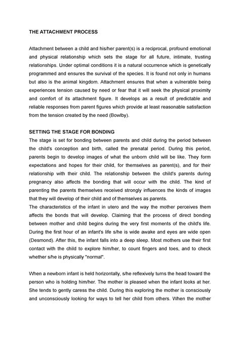 The Attachment Process The Attachment Process Attachment Between A