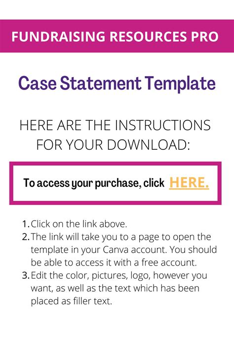 Case Statement Template Prepare For A Major Fundraising Campaign Etsy