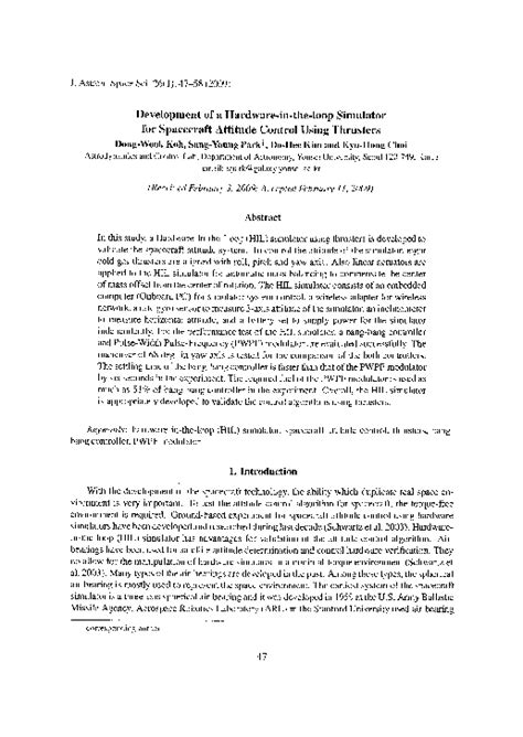 Pdf Development Of A Hardware In The Loop Simulator For Spacecraft Attitude Control Using