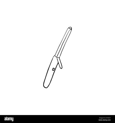 Hair Curler Icon Curling Iron Sign Beauty Device Doodle Hand Drawn