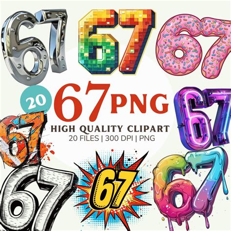 Number 67 Clipart Etsy