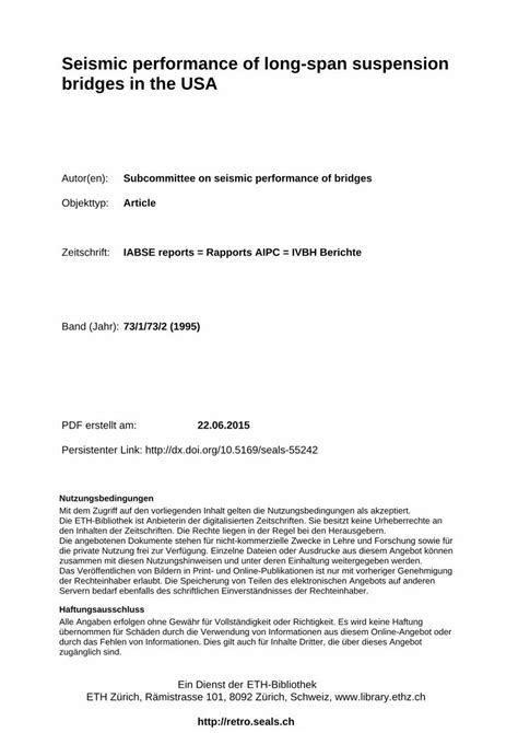 Pdf Seismic Performance Of Long Span Suspension Bridges In The Usa Dokumen Tips