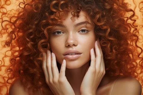 Premium Photo A Woman With Curly Red Hair Is Posing For A Picture