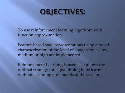 Ppt Reinforcement Learning With Function Approximation For Traffic Signal Control Powerpoint