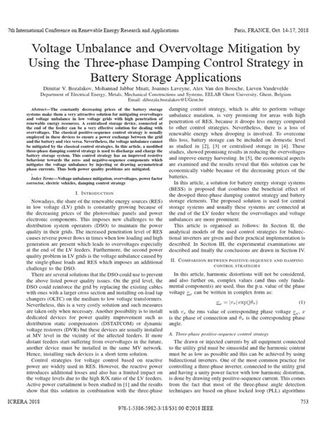 Voltage Unbalance And Overvoltage Mitigation By Using The Three Phase Damping Control Strategy