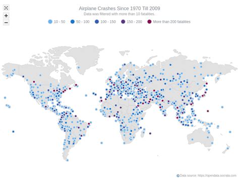 Airplane Crashes Since 1970 Till 2009 Maps Point Maps Dot Maps