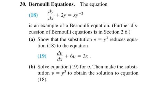 Solved 30 Bernoulli Equations The Equation 18 Chegg Com